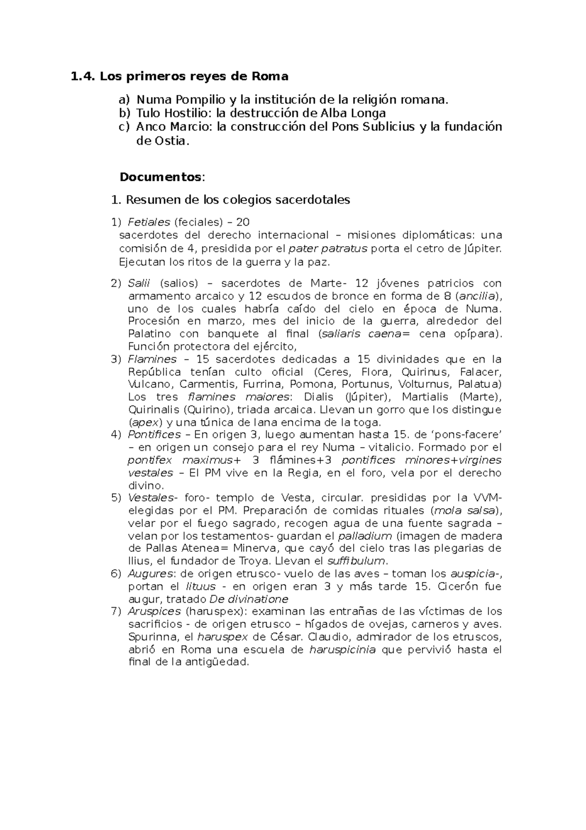 Numa Pompilio Sacerdocios - 1. Los primeros reyes de Roma a) Numa ...