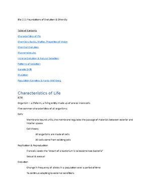 Bio 111 day 4 notes - BIO 111 - Studocu