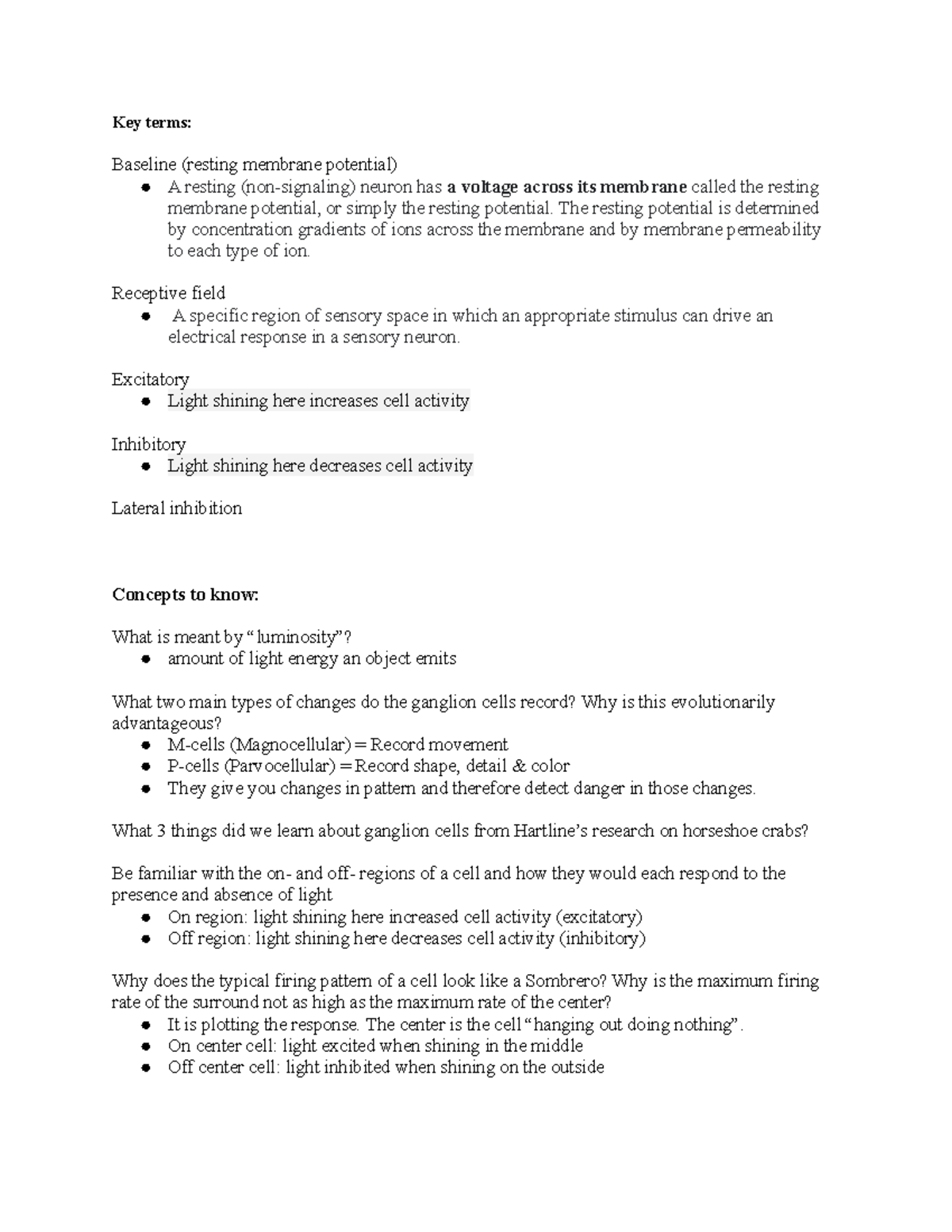 PSYC Vocab Study Guide Chapter 2 - Key terms: Baseline (resting ...