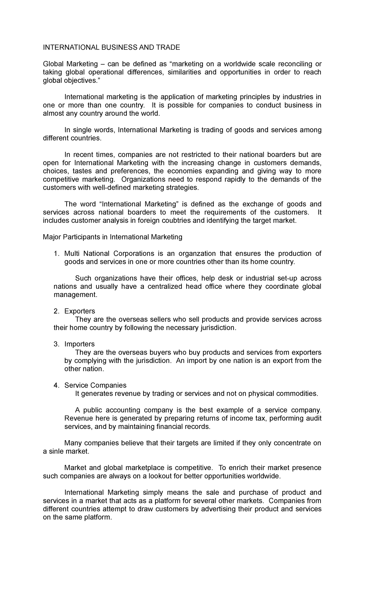 International Business AND TRAD1 - INTERNATIONAL BUSINESS AND TRADE ...