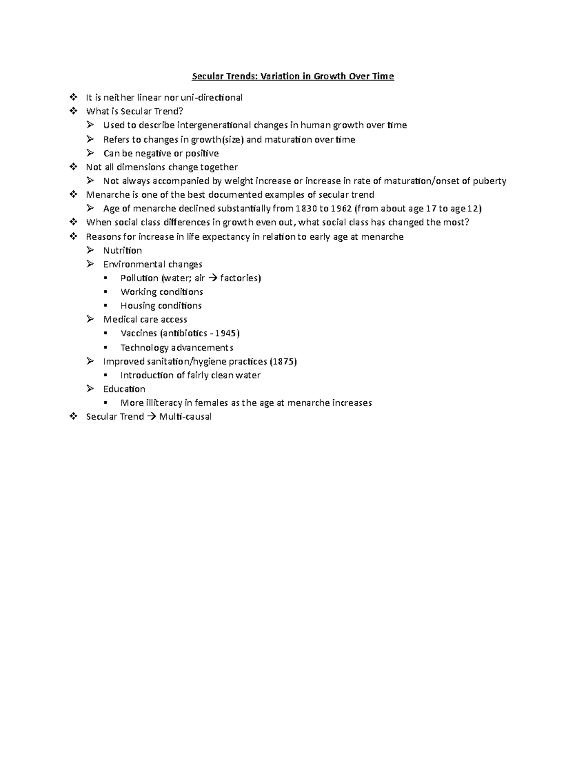 Secular Trends - All are developed” Growth as a mirror of the ...