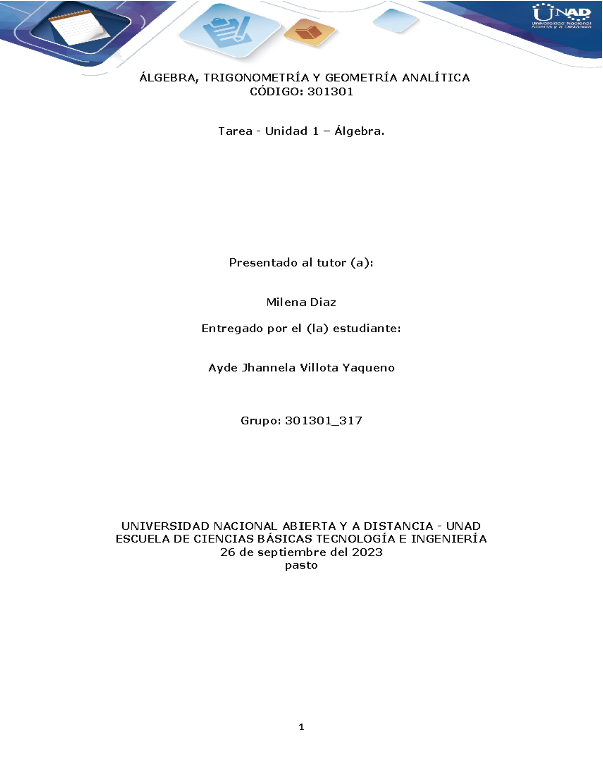 Álgebra Trigonometria Tarea 1 Digito 1 - ÁLGEBRA, TRIGONOMETRÍA Y ...
