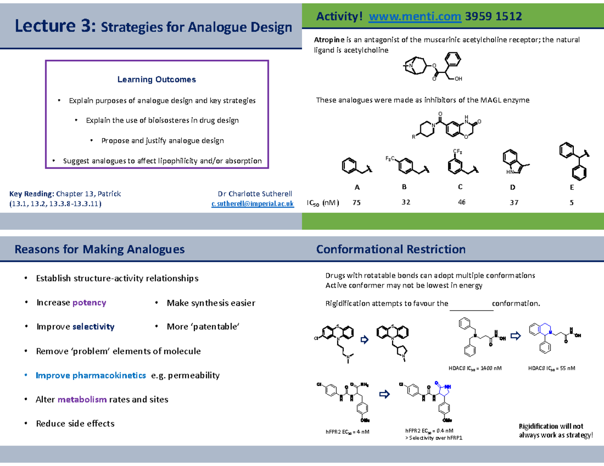21950264 - Lecture notes - Lecture 3: Strategies for Analogue Design Dr ...