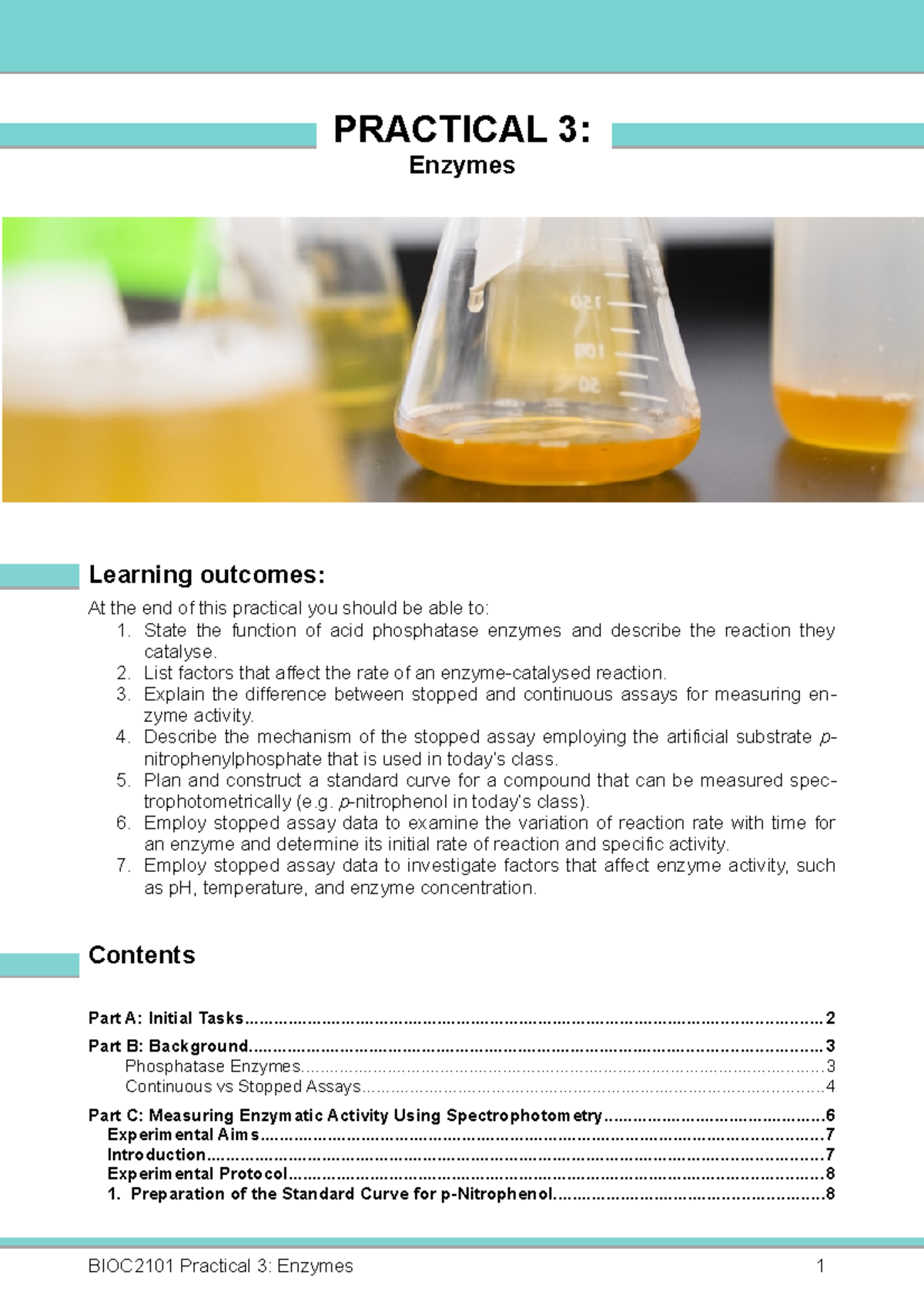 Practical 3 - Enzymes - Student Notes - PRACTICAL 3: Enzymes Learning ...