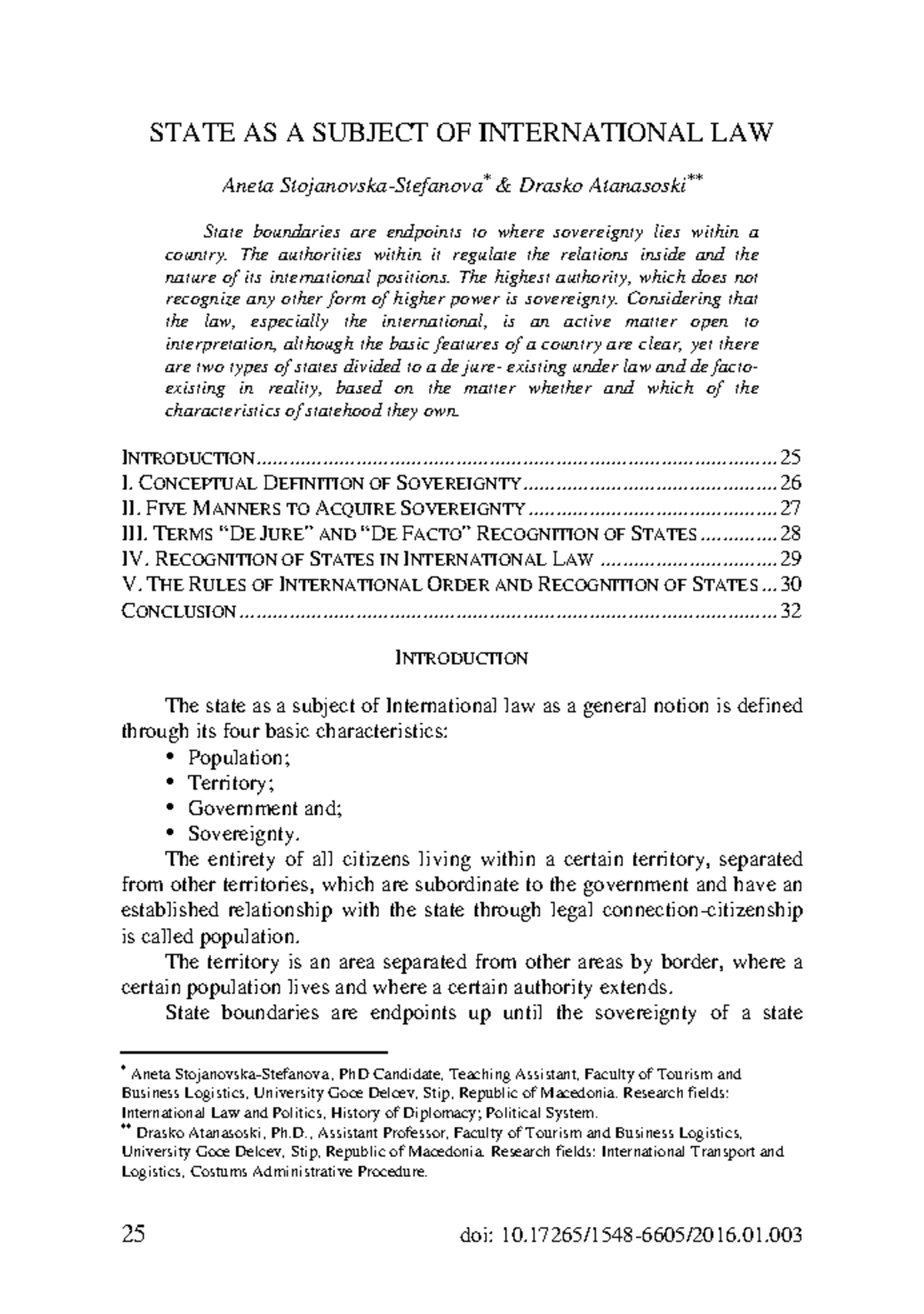 State as subject of il - 25 doi: 10.17265/1548-6605/2016. STATE AS A ...