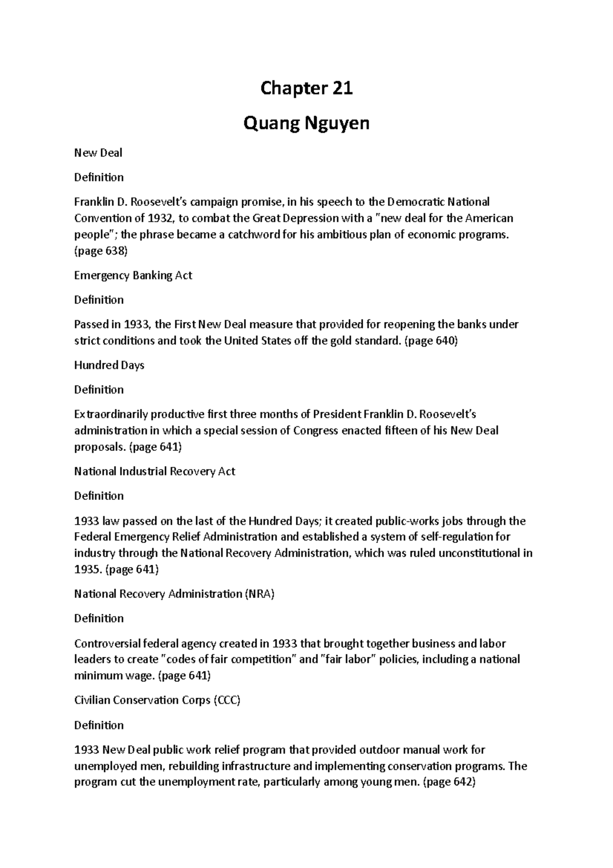 Chapter 21 - Notes - Chapter 21 Quang Nguyen New Deal Definition ...