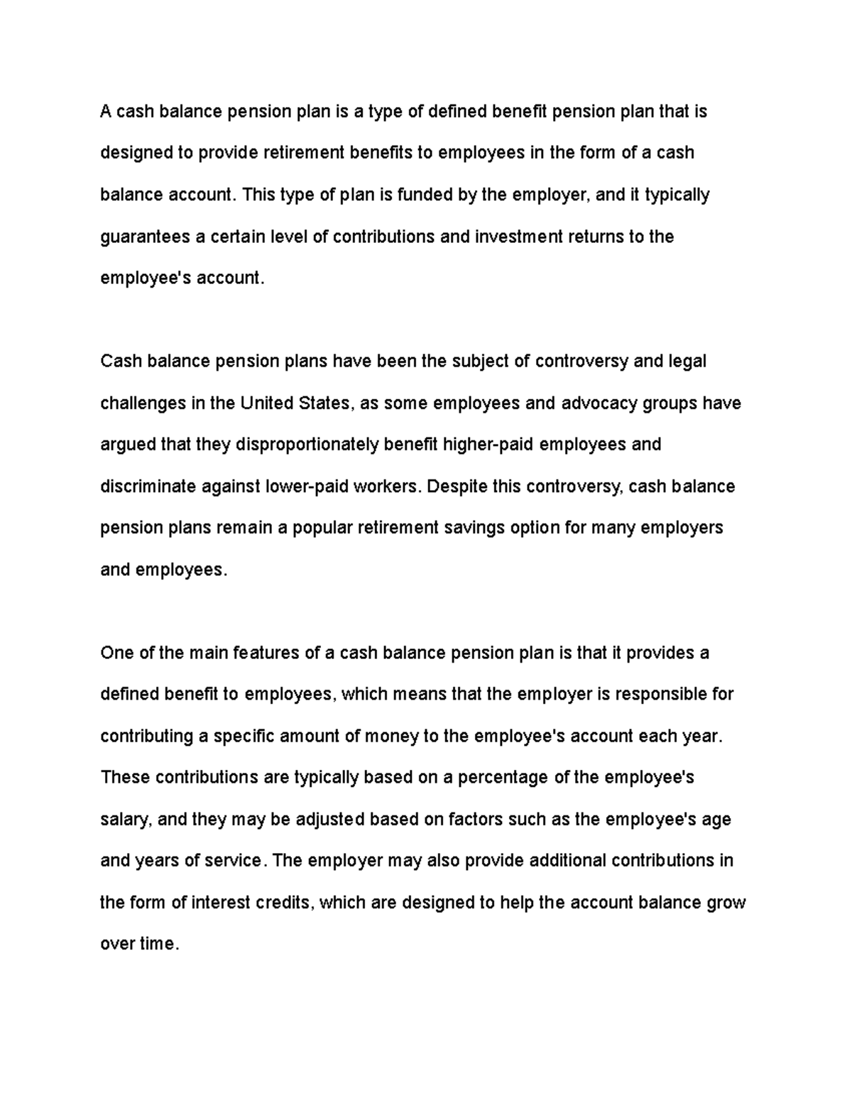 7. Cash balance pension plans - A cash balance pension plan is a type ...