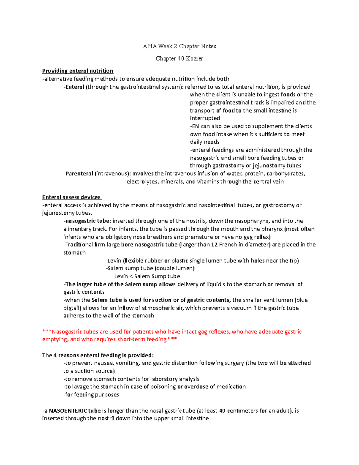Chapter Notes Week Two Course Content AHA Week 2 Chapter Notes