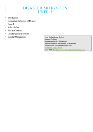 DM UNIT - 5 - This PDF has the detailed notes of open elective disaster ...