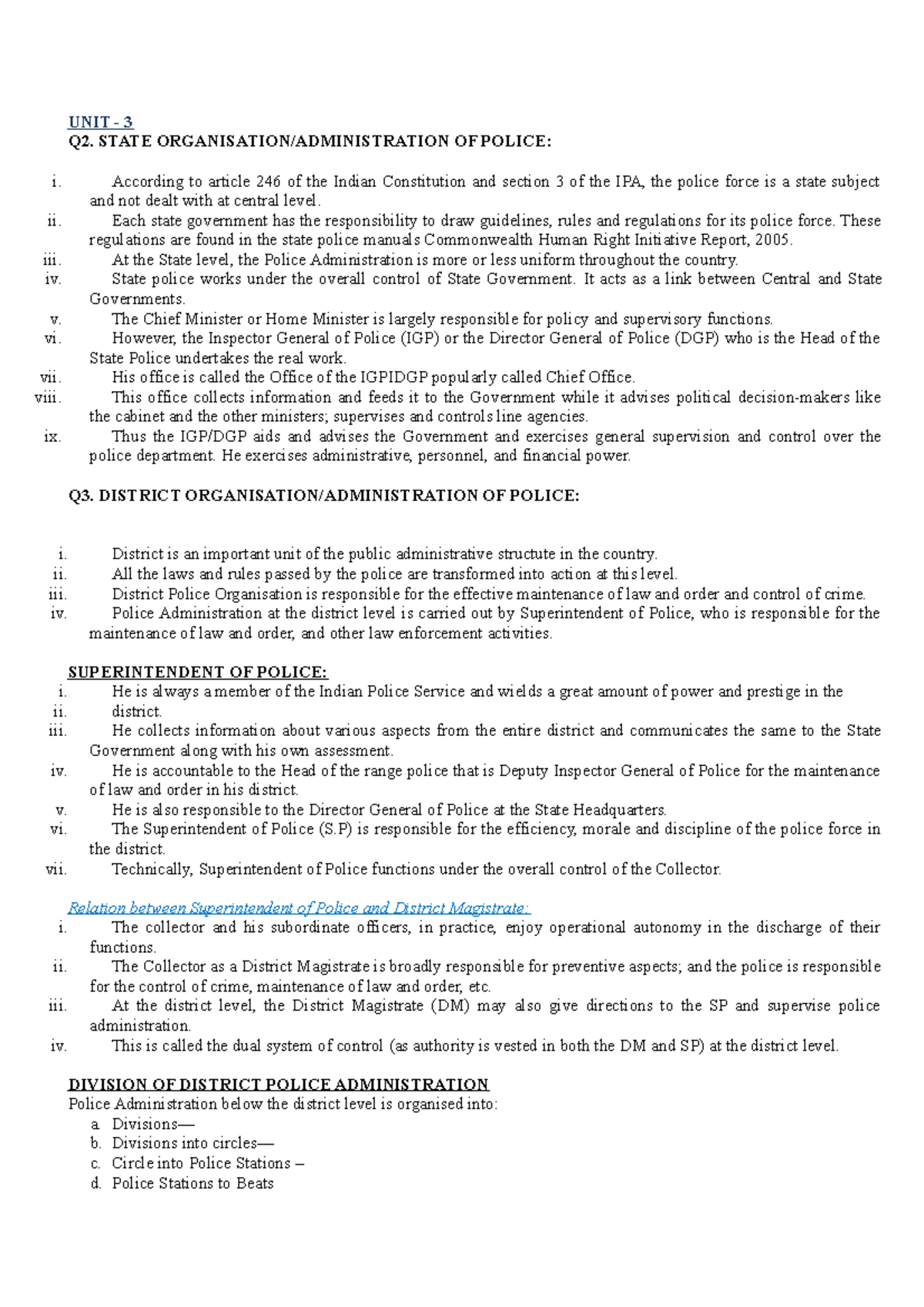 UNIT 3 State AND District Police UNIT 3 Q2 STATE ORGANISATION unit-3-state-and-district-police-unit-3-q2-state-organisation