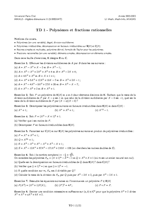 TD2-matrices - TD de Matrices de L2S4 - Universit ́e Paris Cit ́e Ann ́ee 2022- MMAL2 - Alg`ebre ...