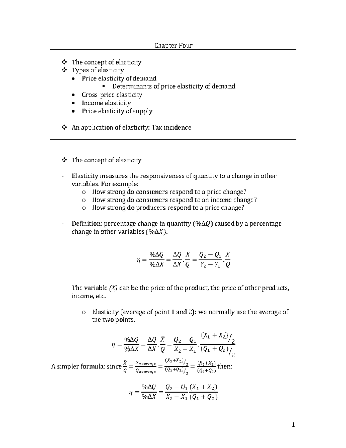 Chapter 4 Elasticity Complete notes - Econ 1010 - Memorial University ...