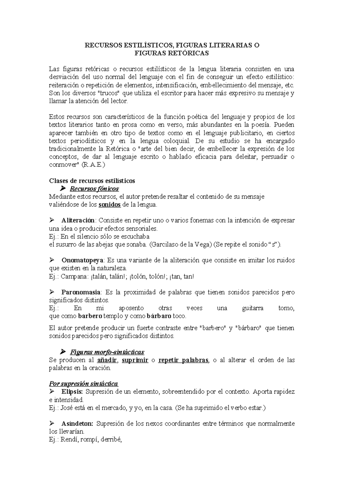 Recursos Estilísticos - RECURSOS ESTILÍSTICOS, FIGURAS LITERARIAS O ...