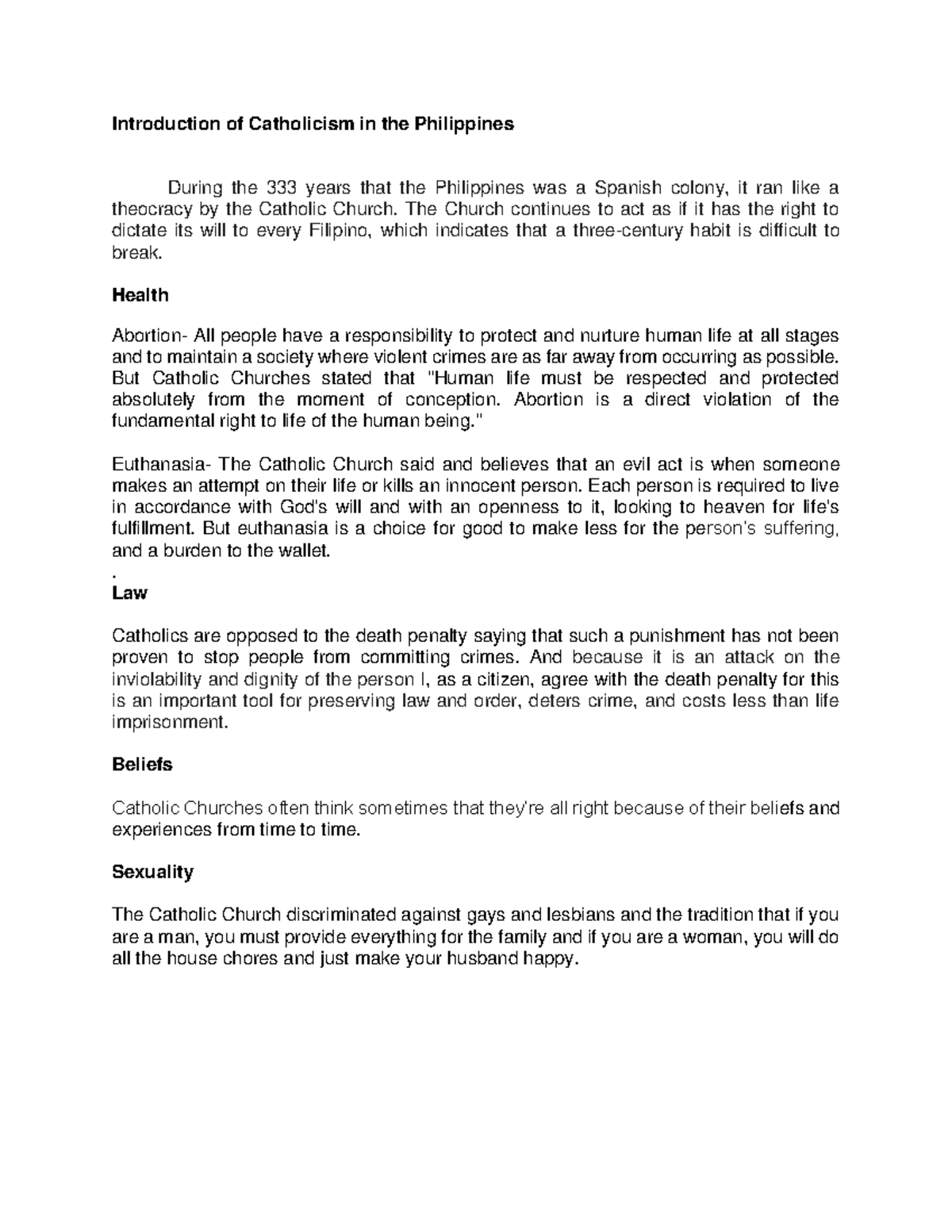 Bad Points of Introduction of Catholicism in the Philippines ...