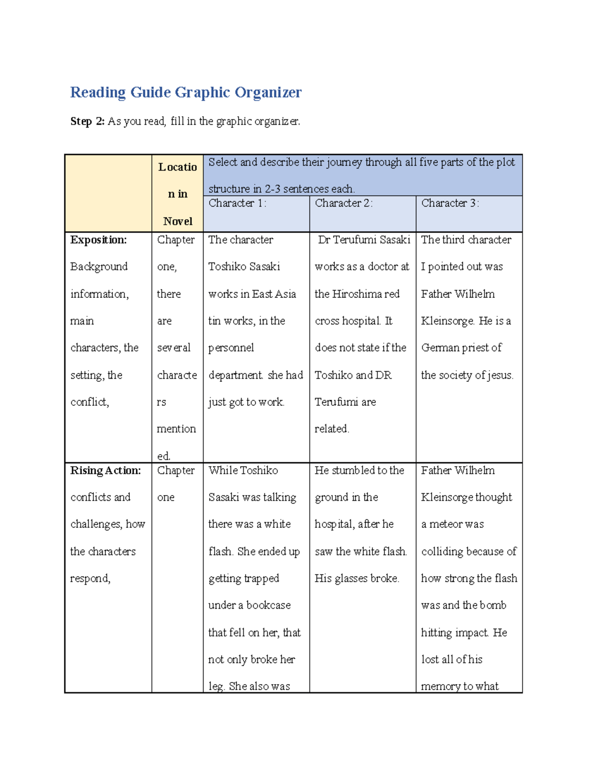 3.00-3.05 graphic organizer - Reading Guide Graphic Organizer Step 2 ...