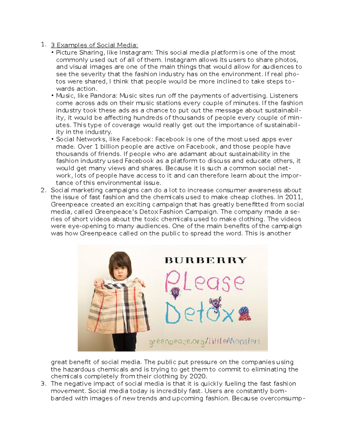 Assignment number 4 - 1. 3 Examples of Social Media: Picture Sharing ...