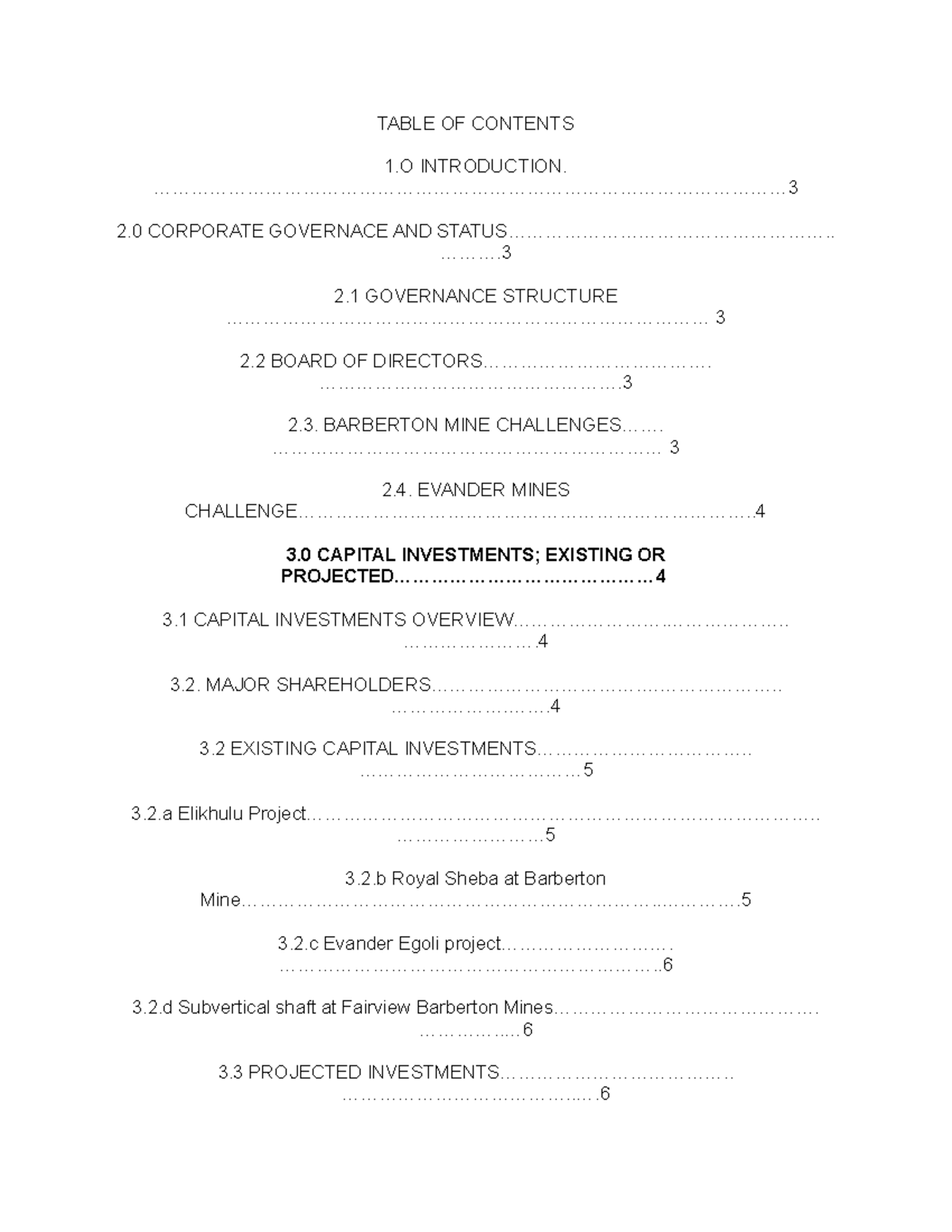 Finance & Strategic Management - TABLE OF CONTENTS 1 INTRODUCTION ...