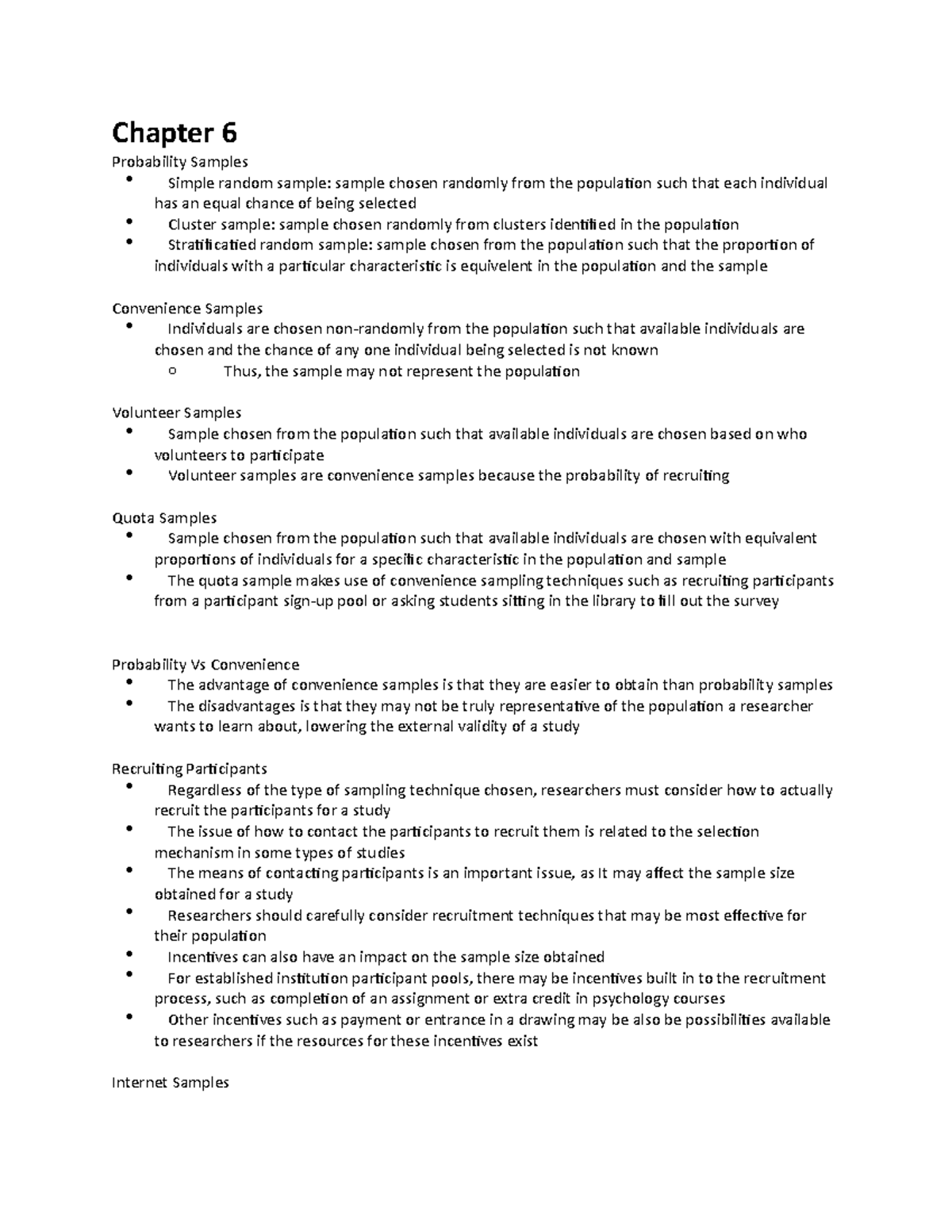 Chapter 6 - Professor Dotson - Chapter 6 Probability Samples Simple ...