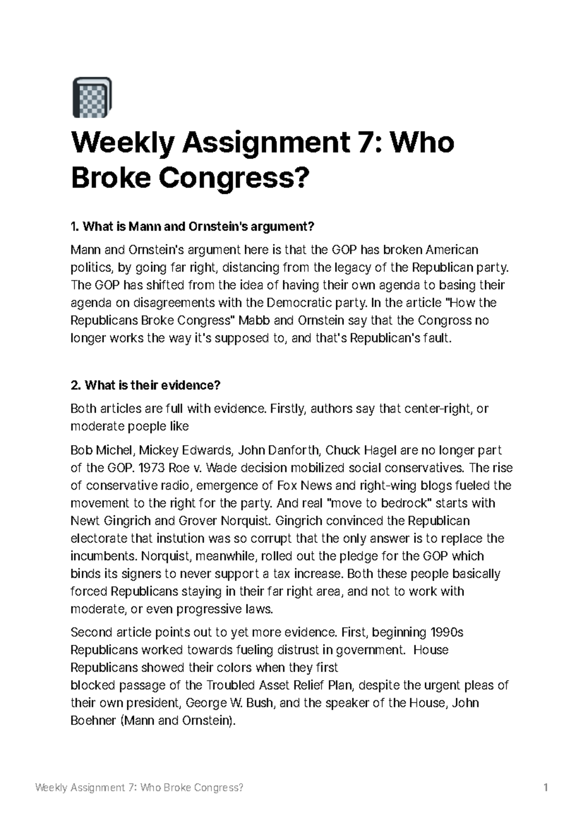 Weekly Assignment 7 Who Broke Congress - Weekly Assignment Ԏ Who Broke ...