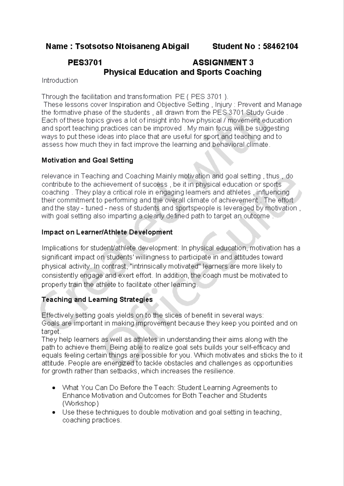 PES3701 Assignment 3 - I RECEIVED 95 ON THE WORK - Name : Tsotsotso ...