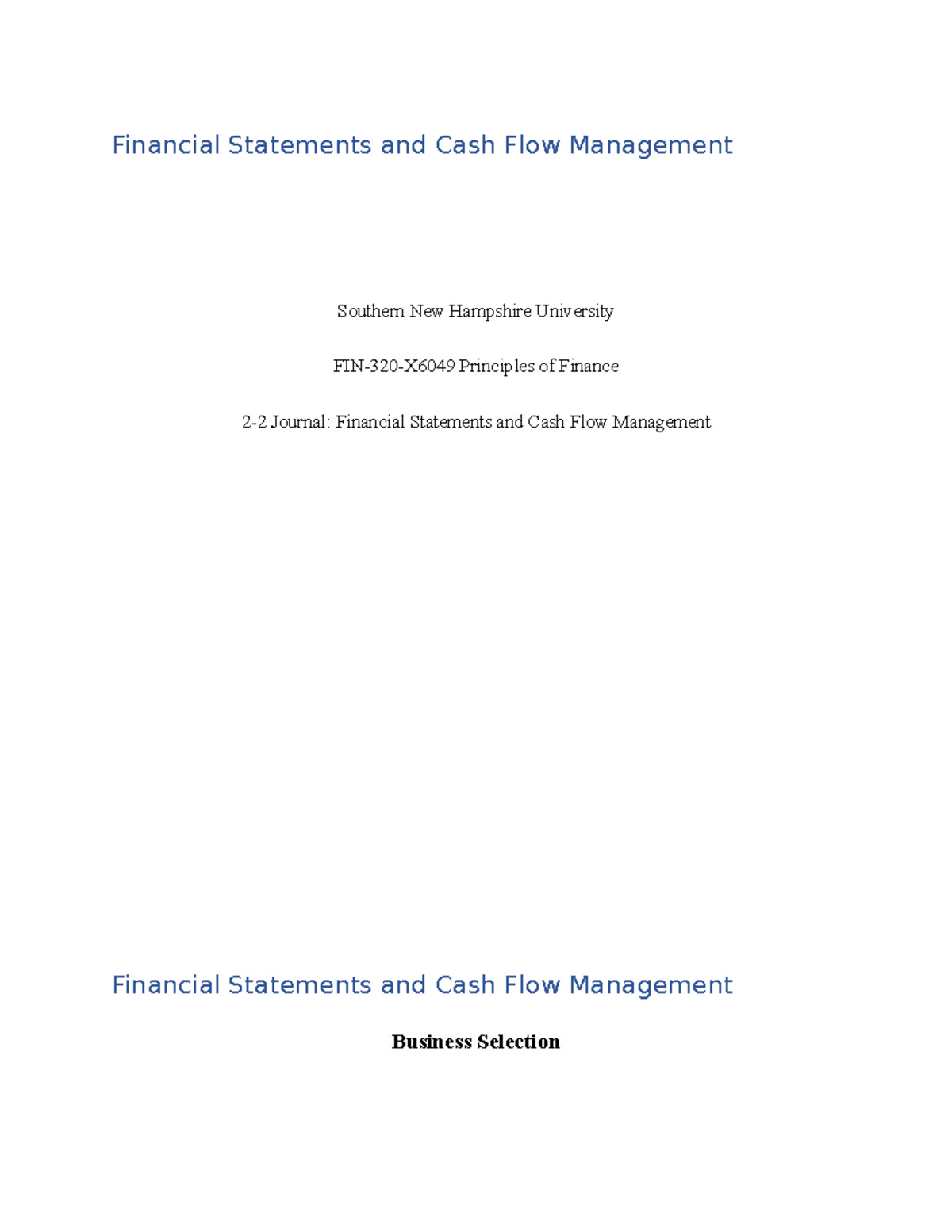 FIN module 2 Journal - class assignment - Financial Statements and Cash ...