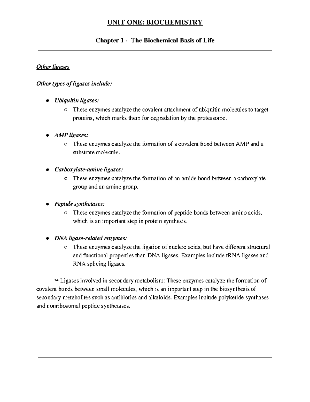 Biochemistry Chapter 1 Section 6 Pt 24 - UNIT ONE: BIOCHEMISTRY Chapter ...