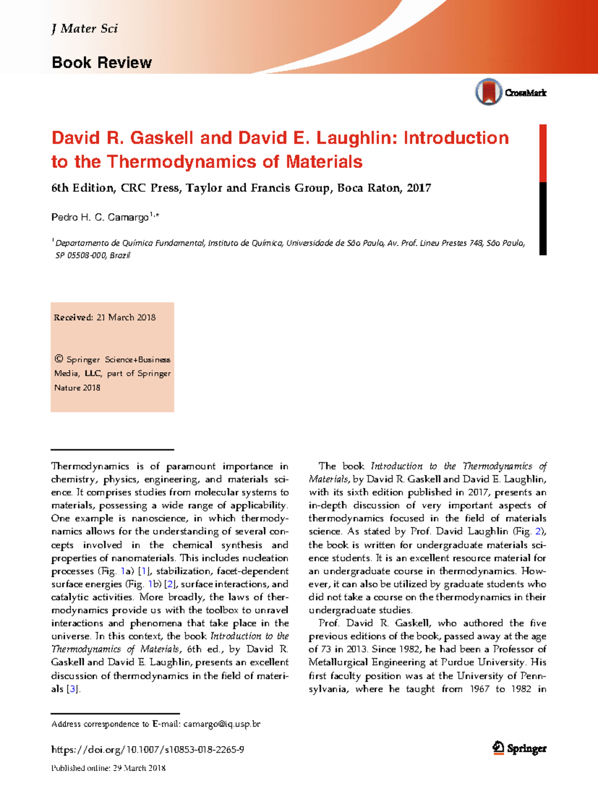 David R. Gaskell and David E. Laughlin: Introduction to the ...