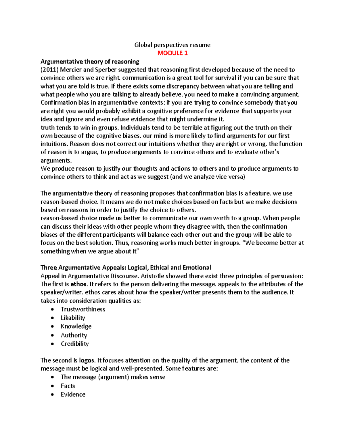 Global perspectives resumen m1 y m2 - Global perspectives resume MODULE ...