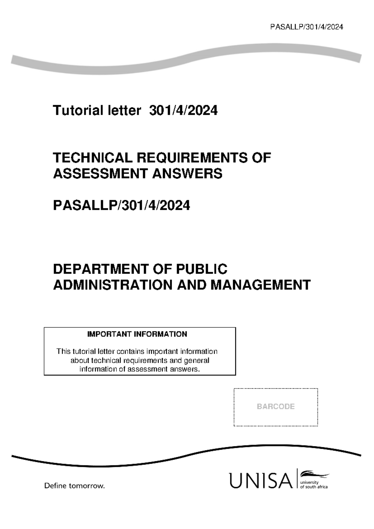 301 2024 4 b - Practise - PASALLP/301/4/ 2024 Tutorial letter 30 1 / 4 ...