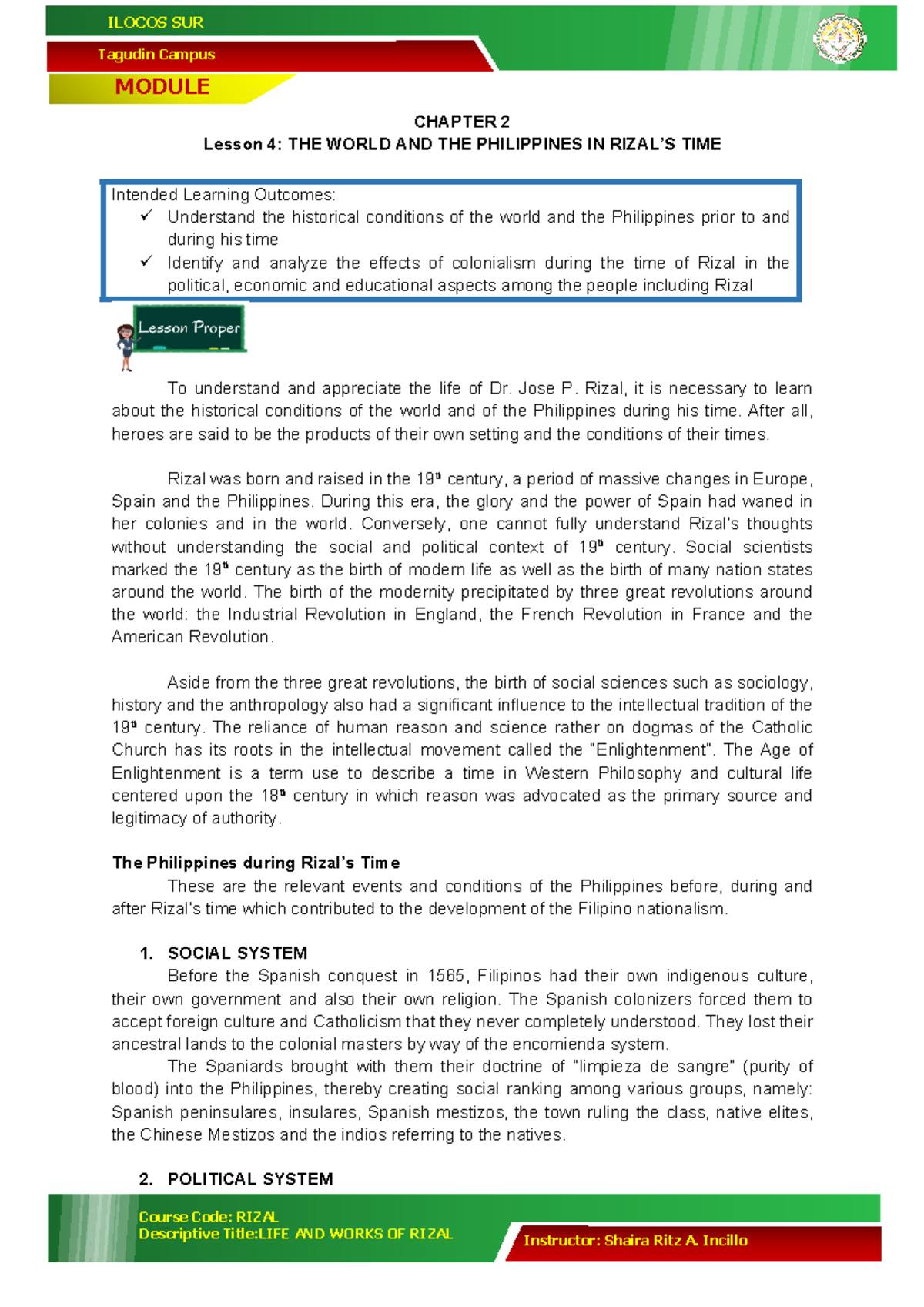 Module 1 - POLYTECHNIC STATE Tagudin CampusCOLLEGE MODULE Course Code ...