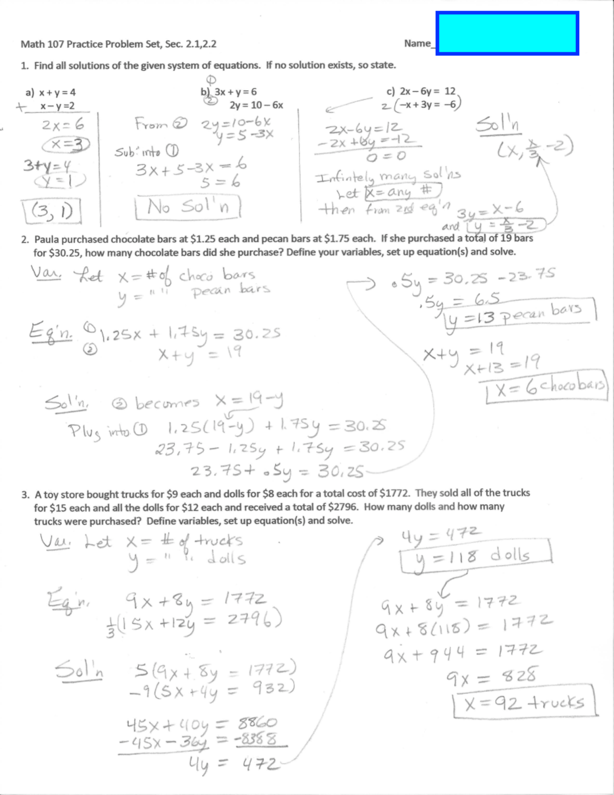 Practice Problem Set 2.1,2.2 solutions - MATH107 - Studocu