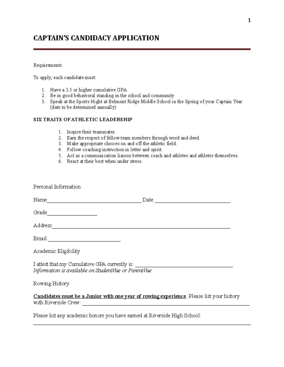 Captain - Hijjj - 1 CAPTAIN’S CANDIDACY APPLICATION Requirements To ...