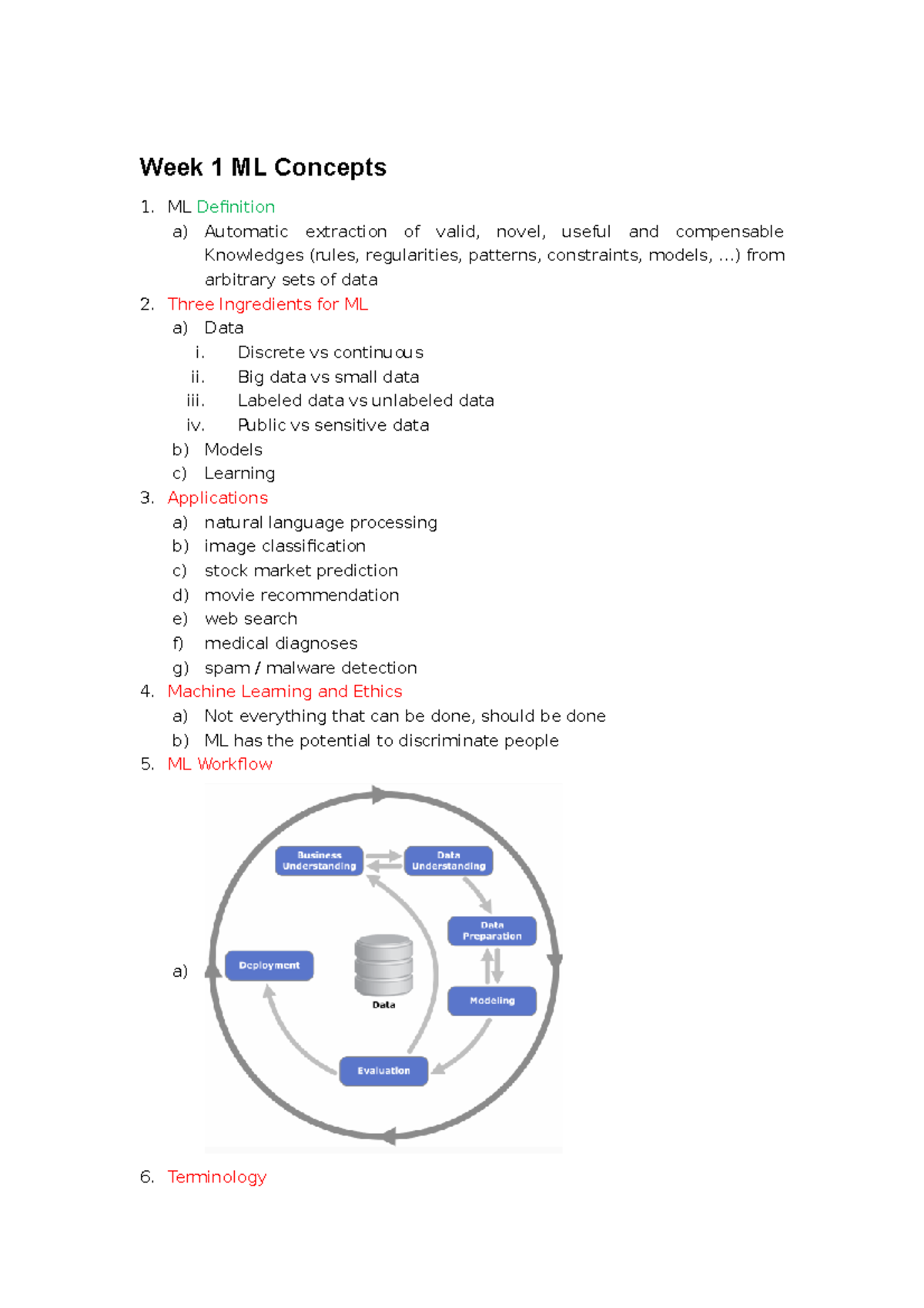 Introduction to Machine Learning - Week 1 ML Concepts ML Definition a ...