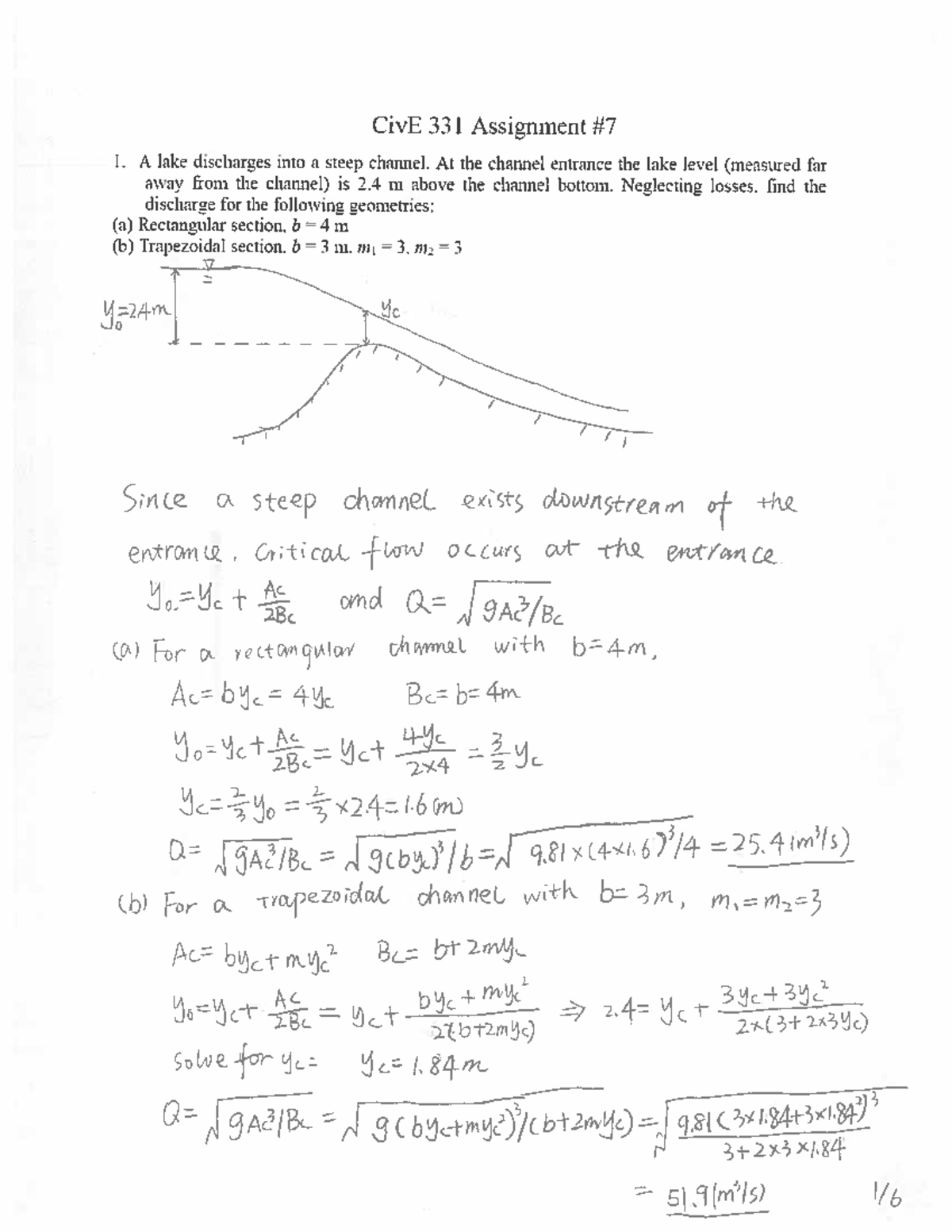 Assignment 7 solution - Civ E331 - Studocu