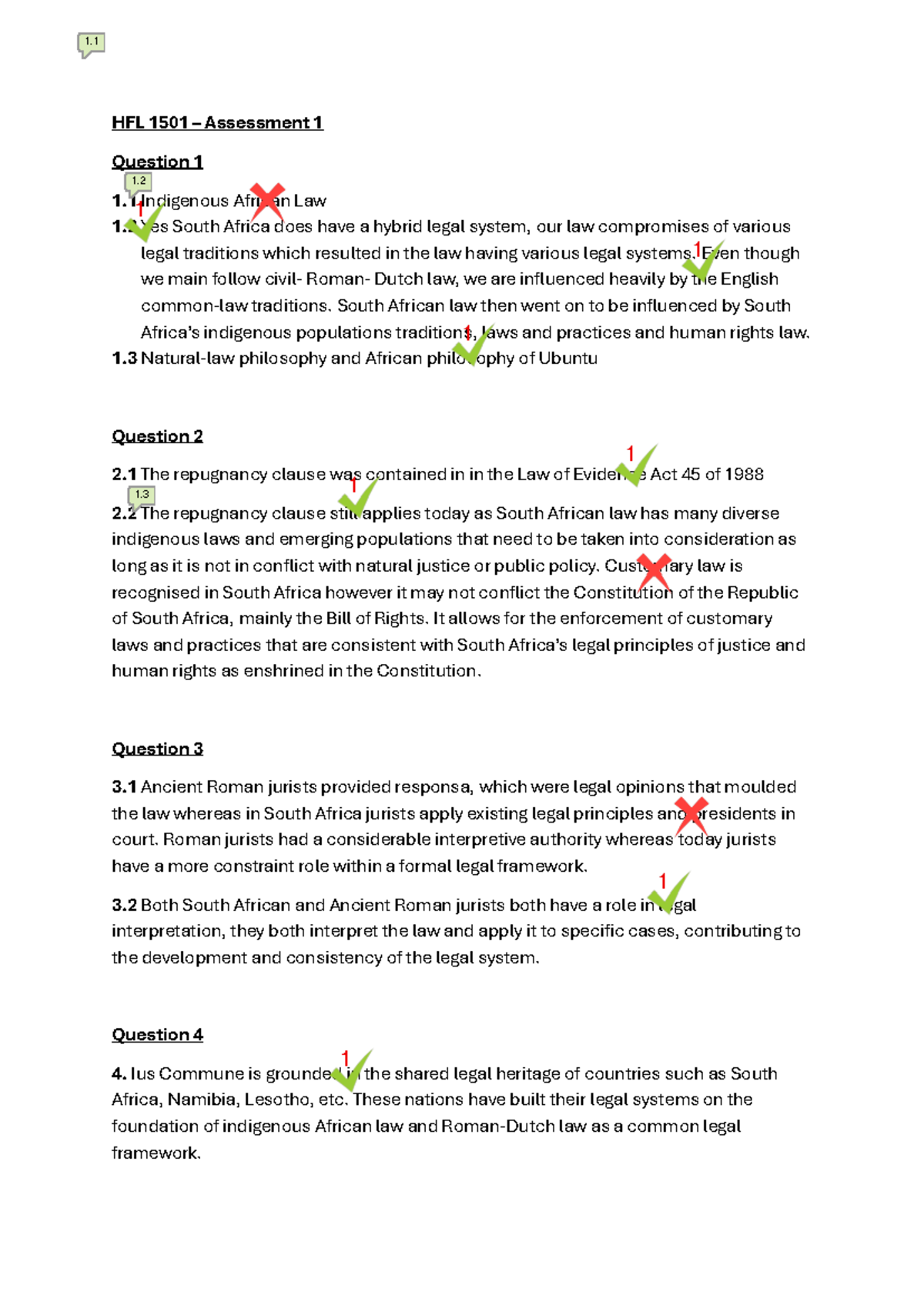 HFL Assessment 1 - Assignment 1 - HFL 1501 – Assessment 1 Question 1 1 ...
