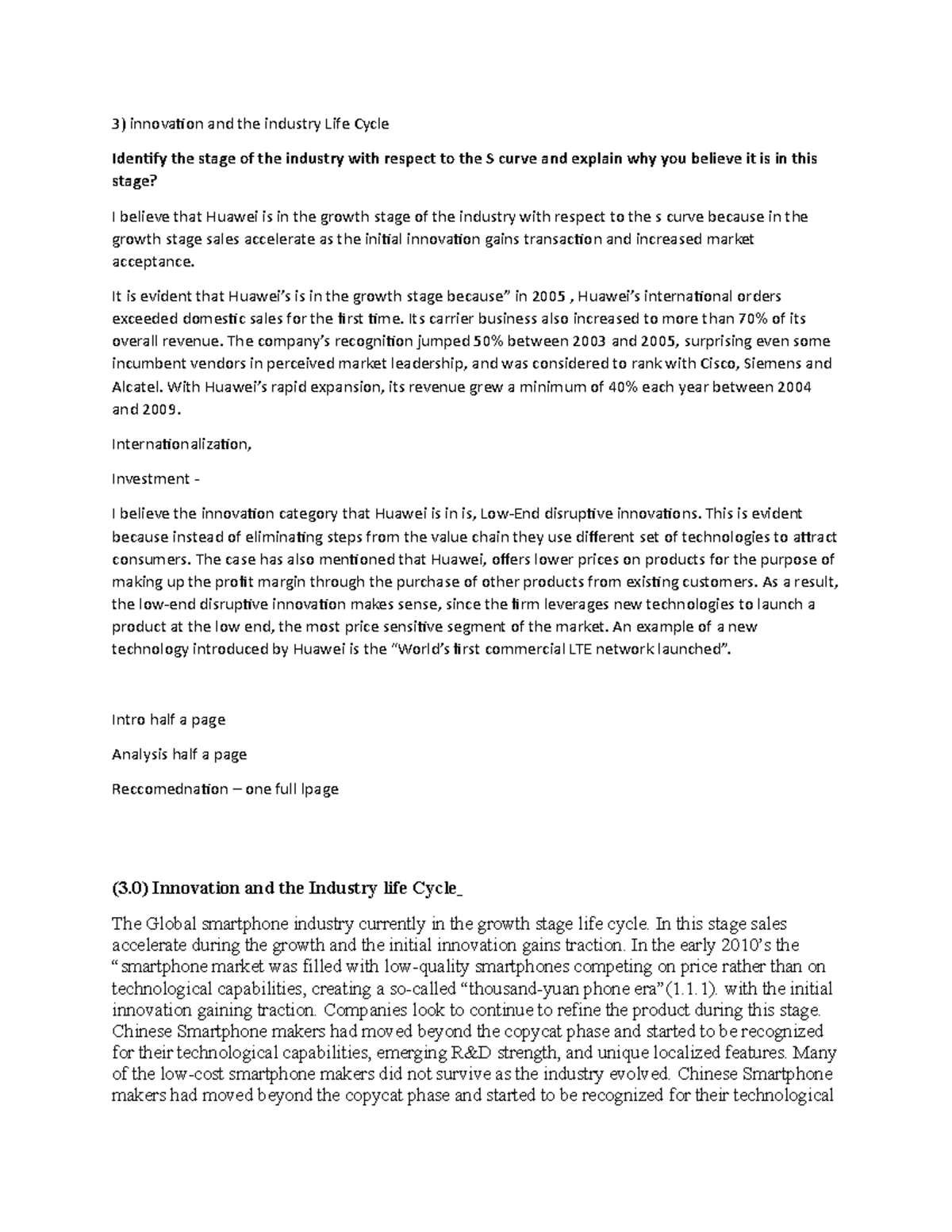 Bu 800 q3 - in class assignment for BUS 800 notes ...in class ...