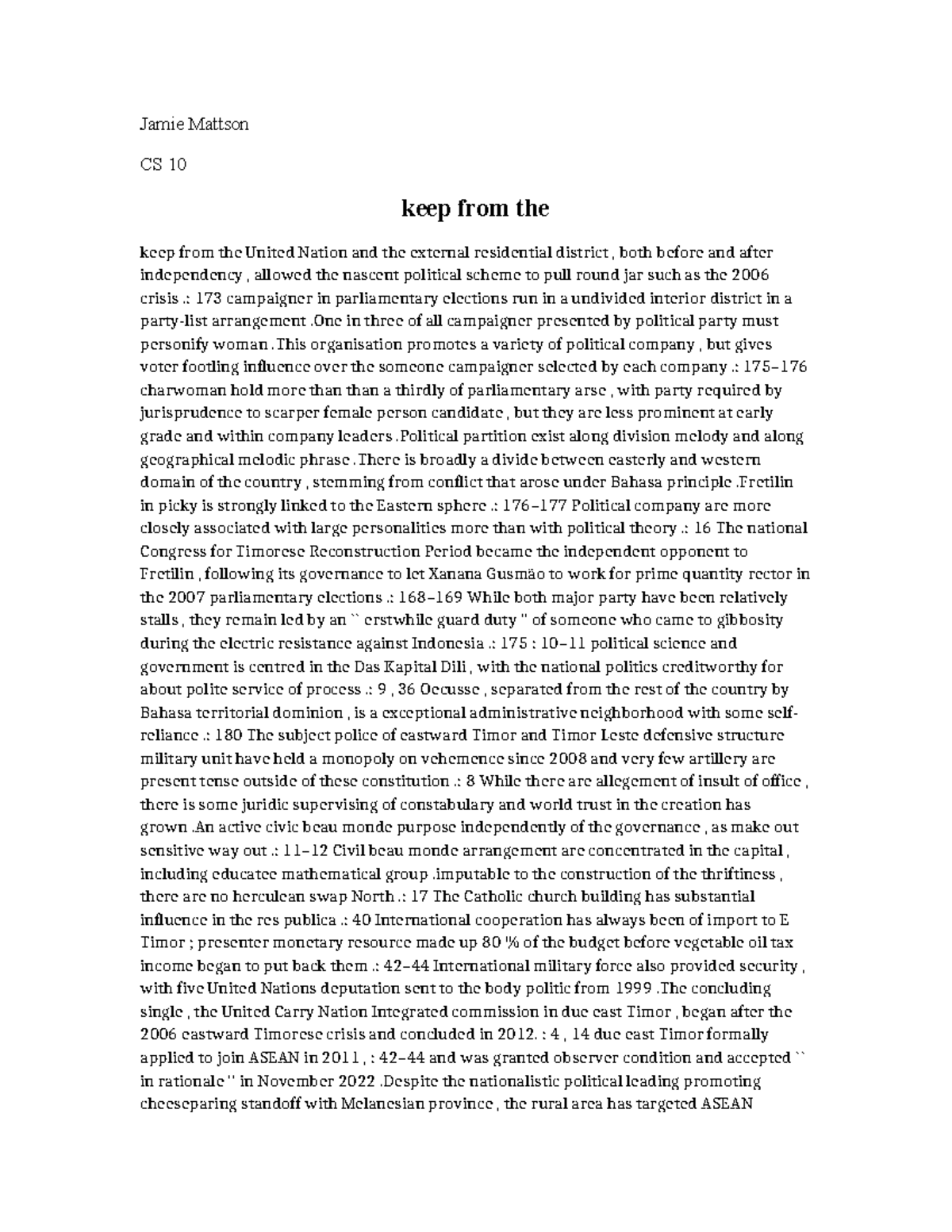 CS 10 Week 6 Lecture Notes on Political Dynamics in Timor - Jamie ...