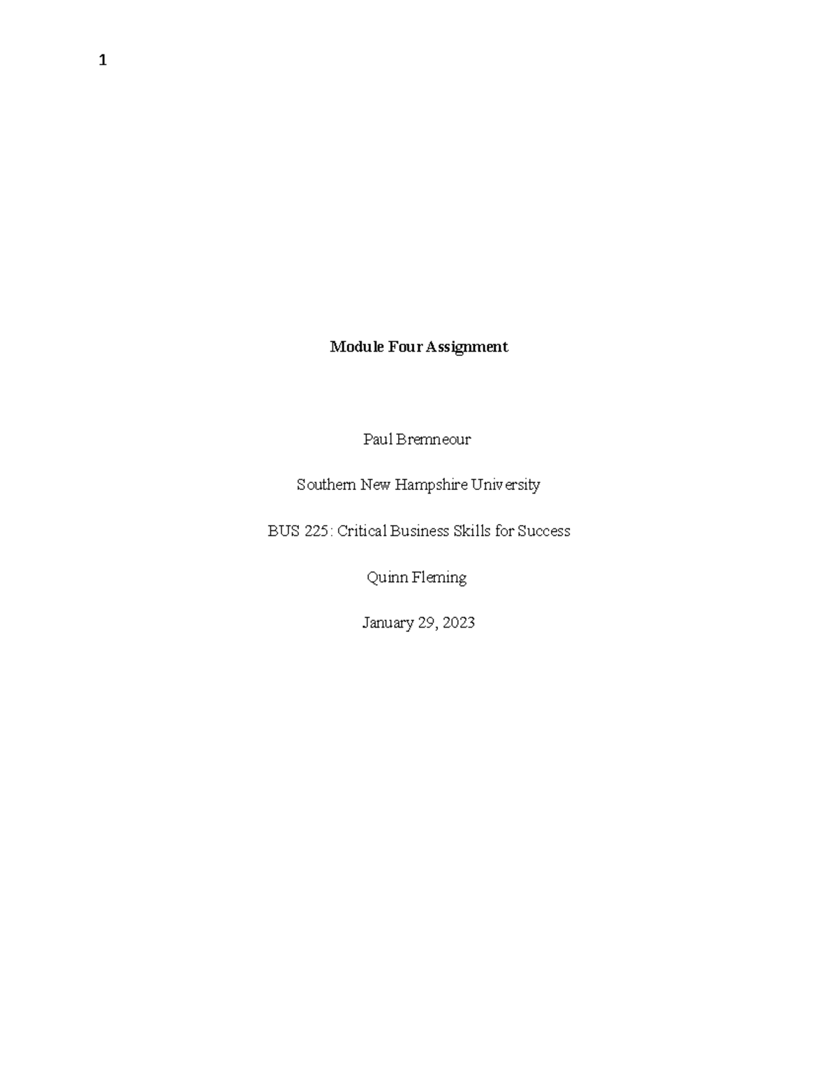 BUS225 Module Four Assignment - Module Four Assignment Paul Bremneour ...