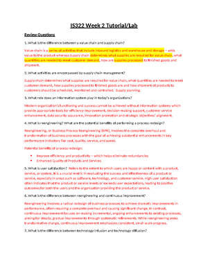 IS322 Week 2 Tutorial and Lab Solution - IS322 Week 2 Tutorial/Lab Review Questions What is the ...
