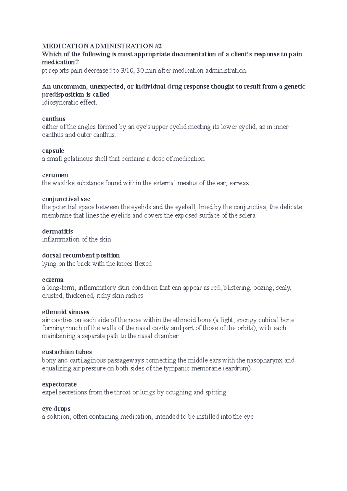 Medication Administration#2 - MEDICATION ADMINISTRATION Which of the ...