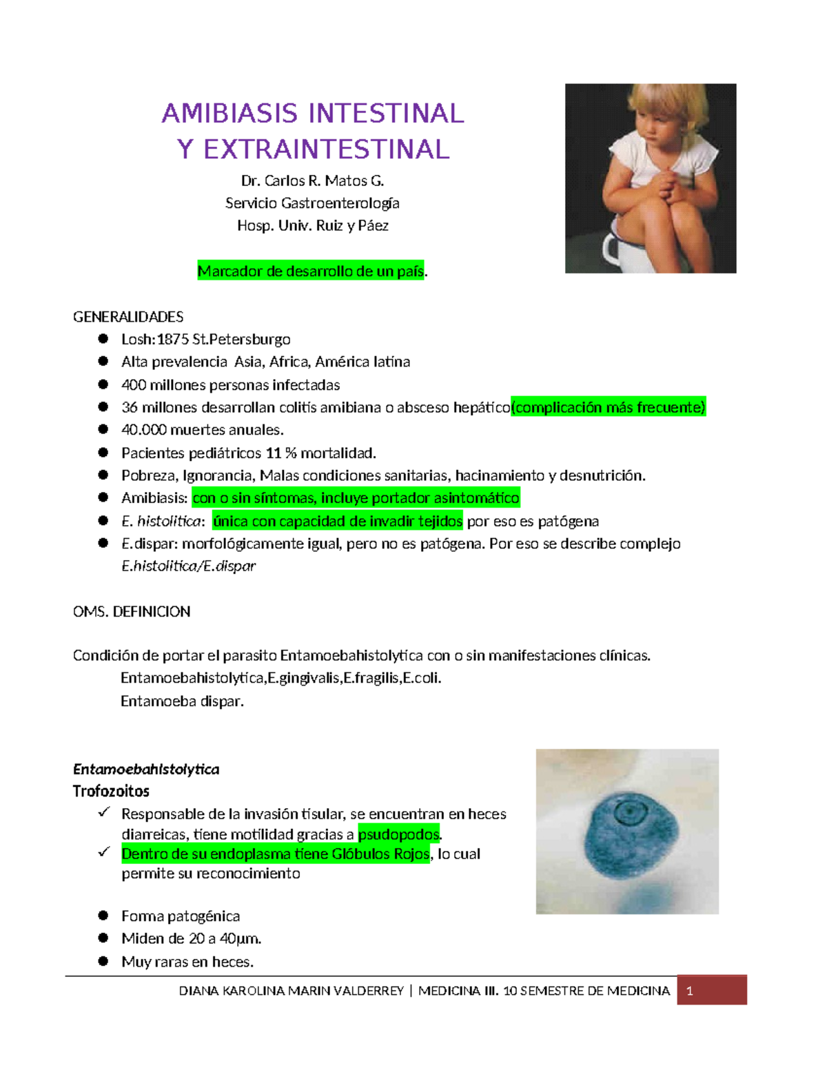 1.- Amibiasis Intestinal. Diana Marin 2014 - AMIBIASIS INTESTINAL Y ...