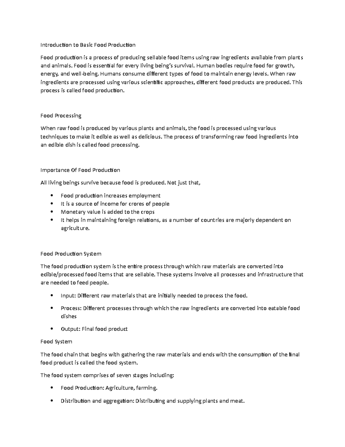 Introduction to Basic Food Production - Introduc琀椀on to Basic Food ...