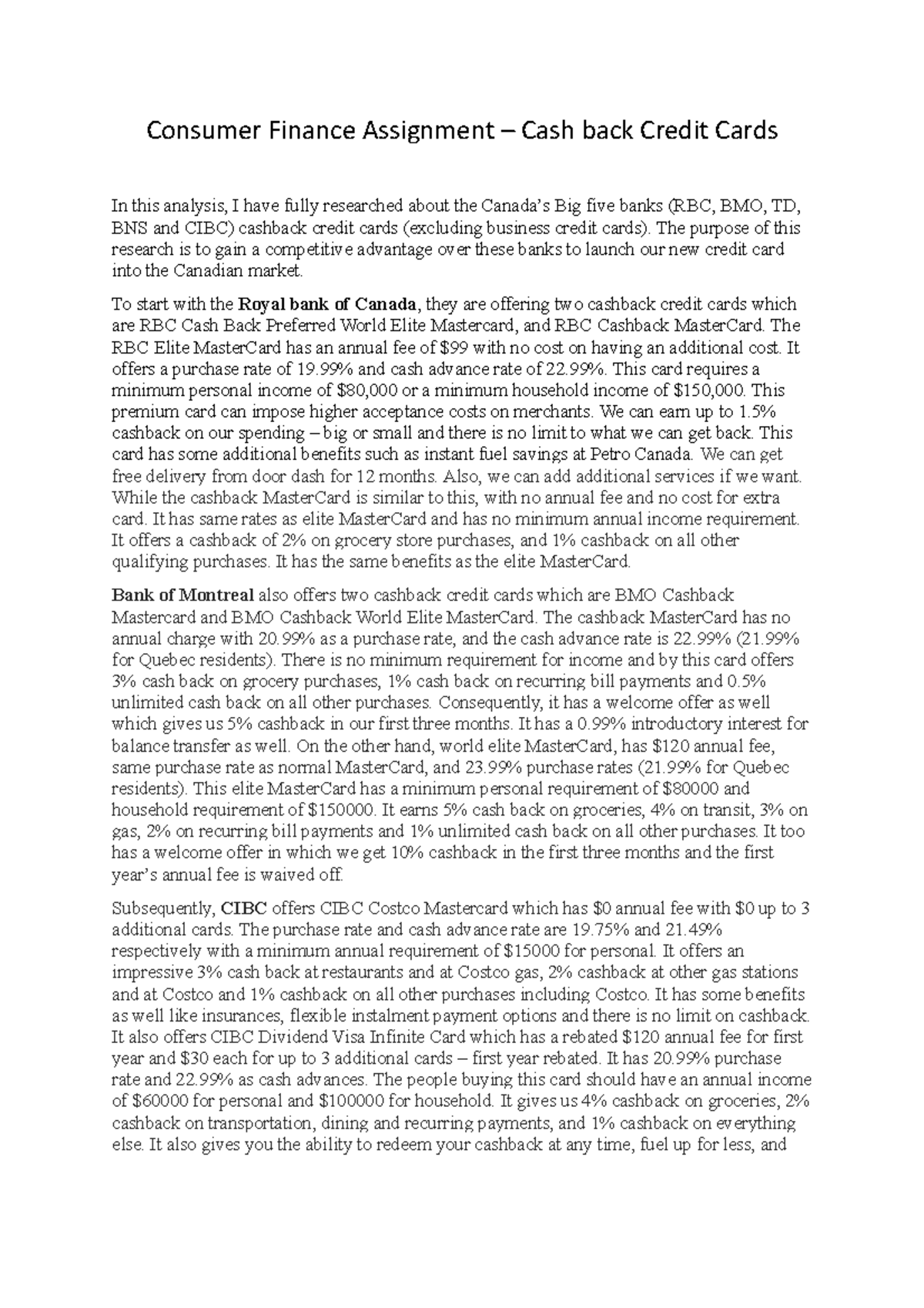 Consumer Finance Assignment - The purpose of this research is to gain a ...