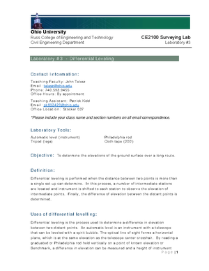 CE 2100 Surveying Lab #9 - Russ College of Engineering and Technology ...