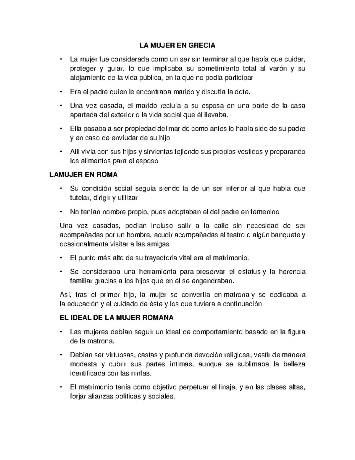 1 Parcial Completo - ., kn j k jk - LA MUJER EN GRECIA La mujer fue ...