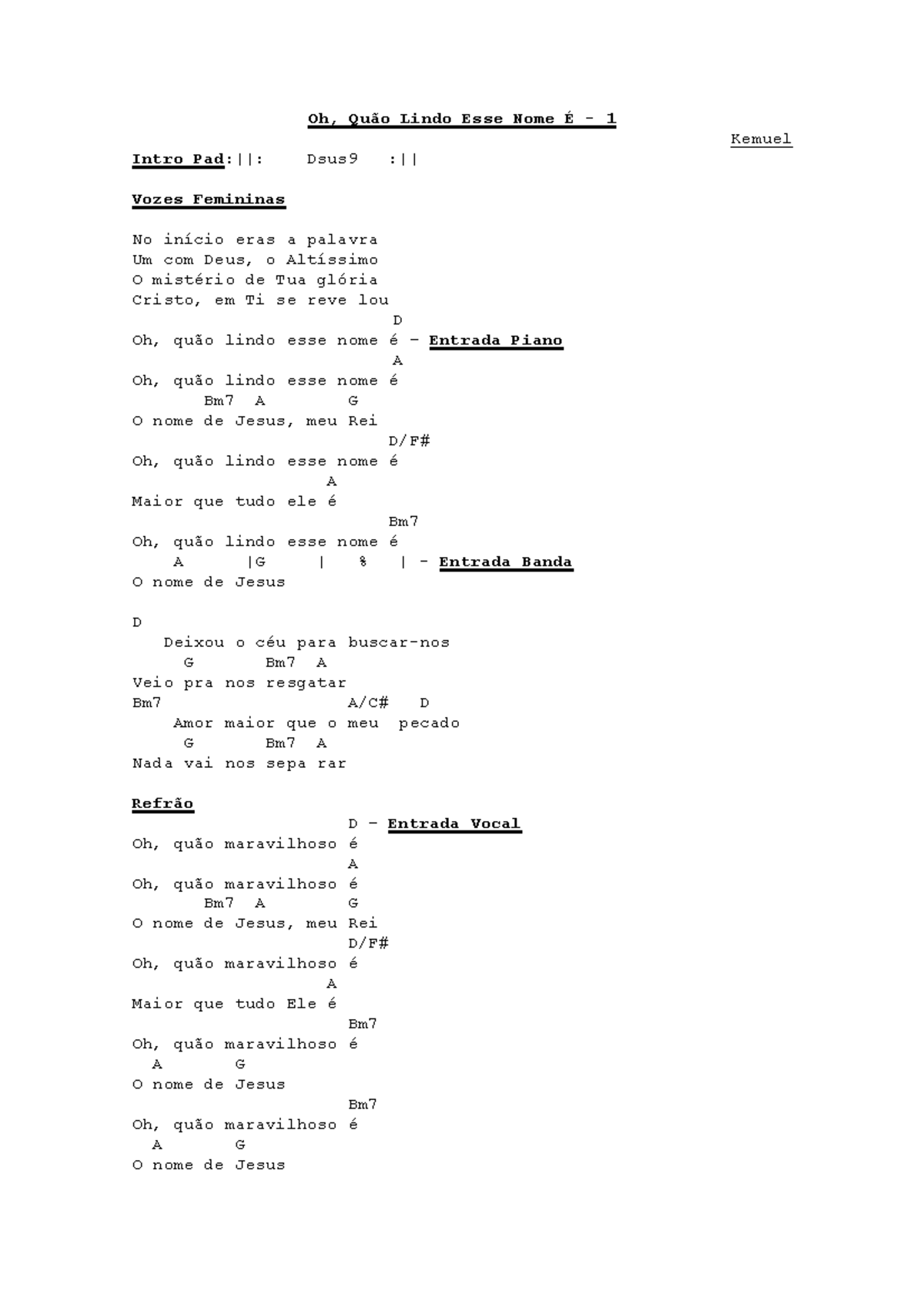Oh quão lindo esse nome é - Kemuel - Oh, Quão Lindo Esse Nome É - 1 ...