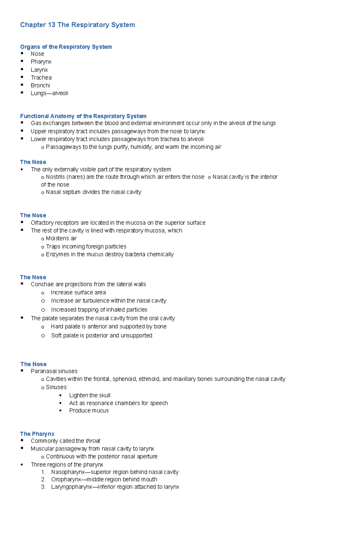 Chapter 13 - The Respiratory System - Chapter 13 The Respiratory System ...