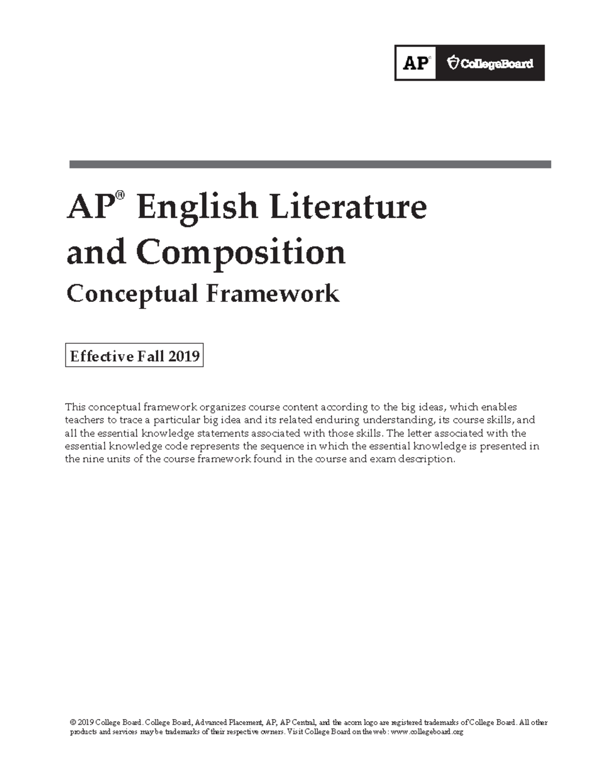 Ap english literature and composition conceptual framework - Computer ...