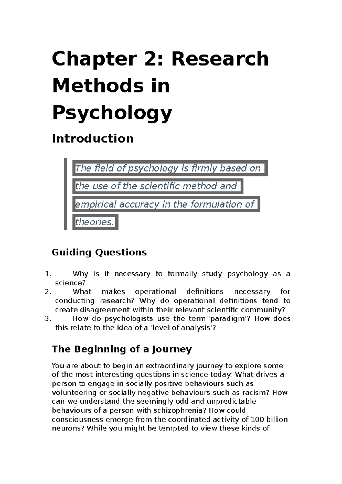 Psychology 1F03 Chapter 2 document - Chapter 2: Research Methods in ...