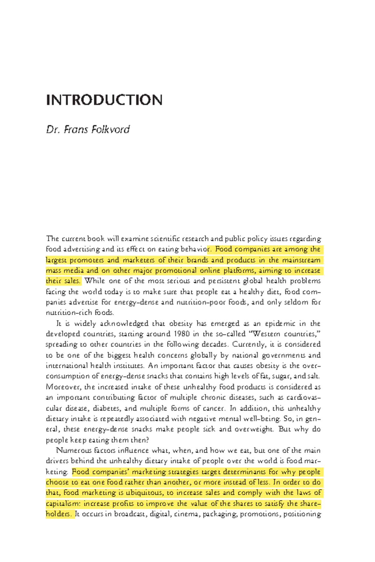 Reading week 1 - introduction - INTRODUCTION Dr. Frans Folkvord The ...